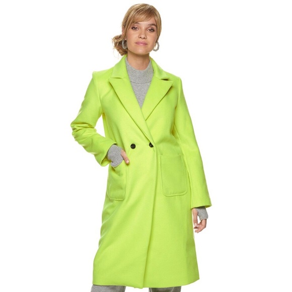 Jackets & Coats | Neon Super Soft Winter Trench Coat Yellow Green ...